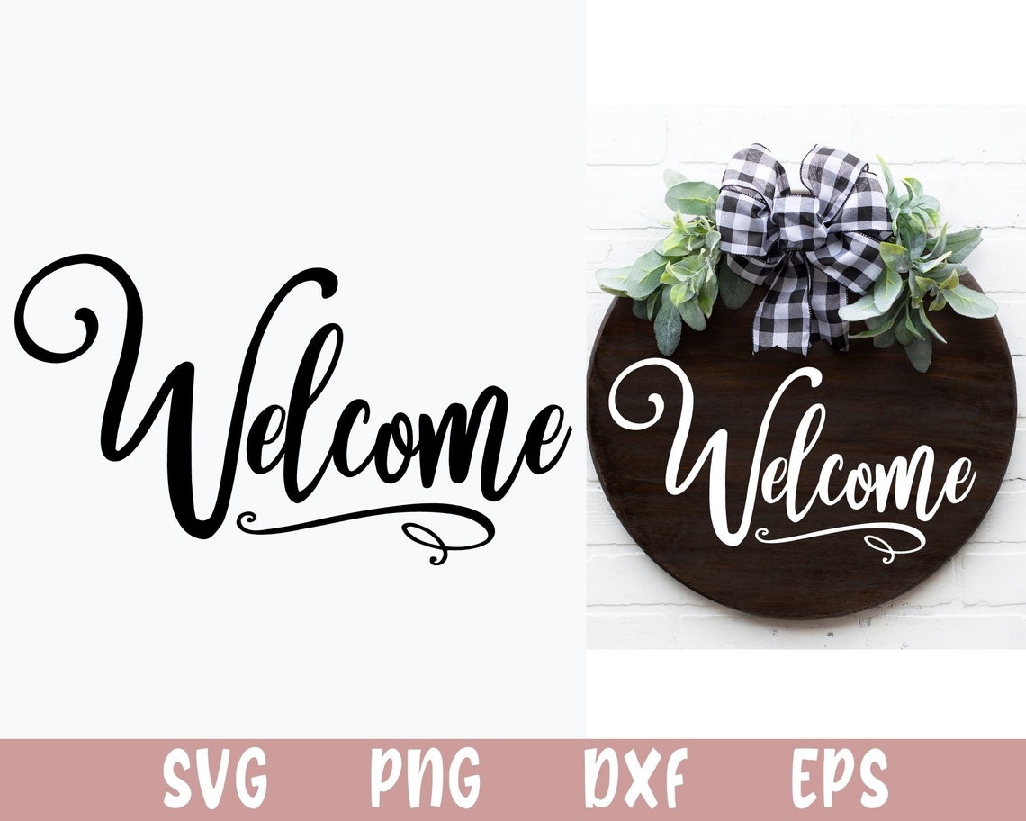 Welcome SVG Round Sign SVG Farmhouse Sign Digital File Glow | Etsy