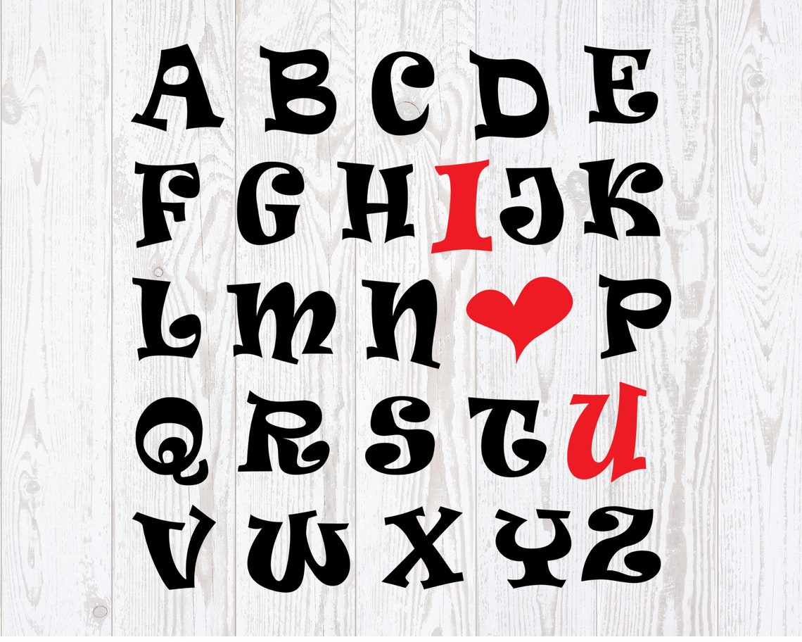 Alphabet ABC I Love You SVG. PNG File Cute Valentine File - Etsy