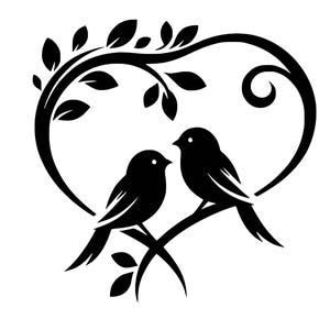 Love Birds SVG, Heart Silhouette File (digital Download) - Etsy