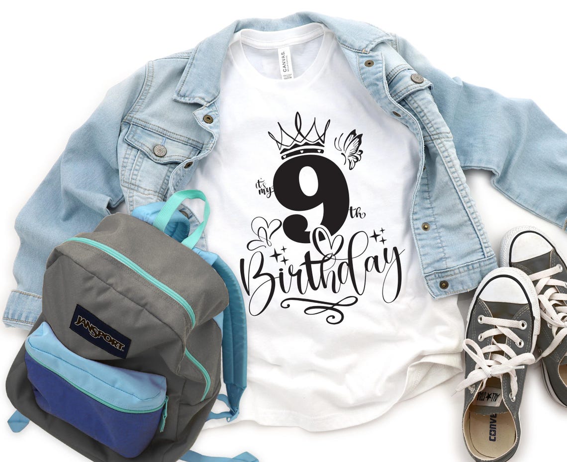 9th Birthday Girl SVG, Nine Years Old, Cricut Cut Files - Etsy