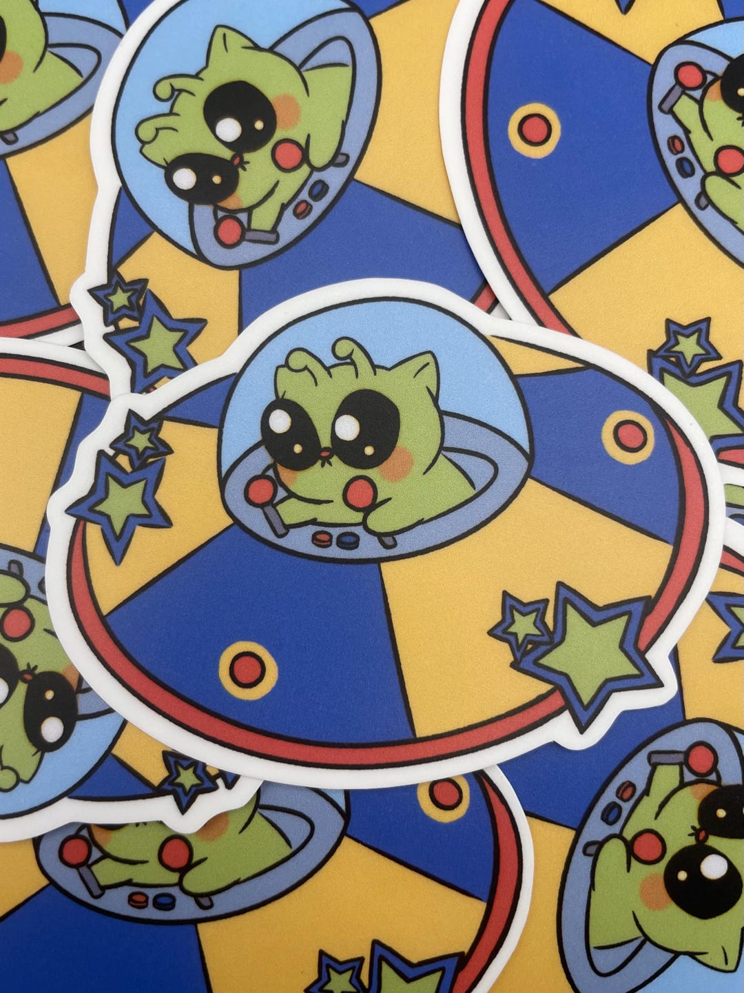 Cute Alien Cat in Spaceship Sticker - Etsy