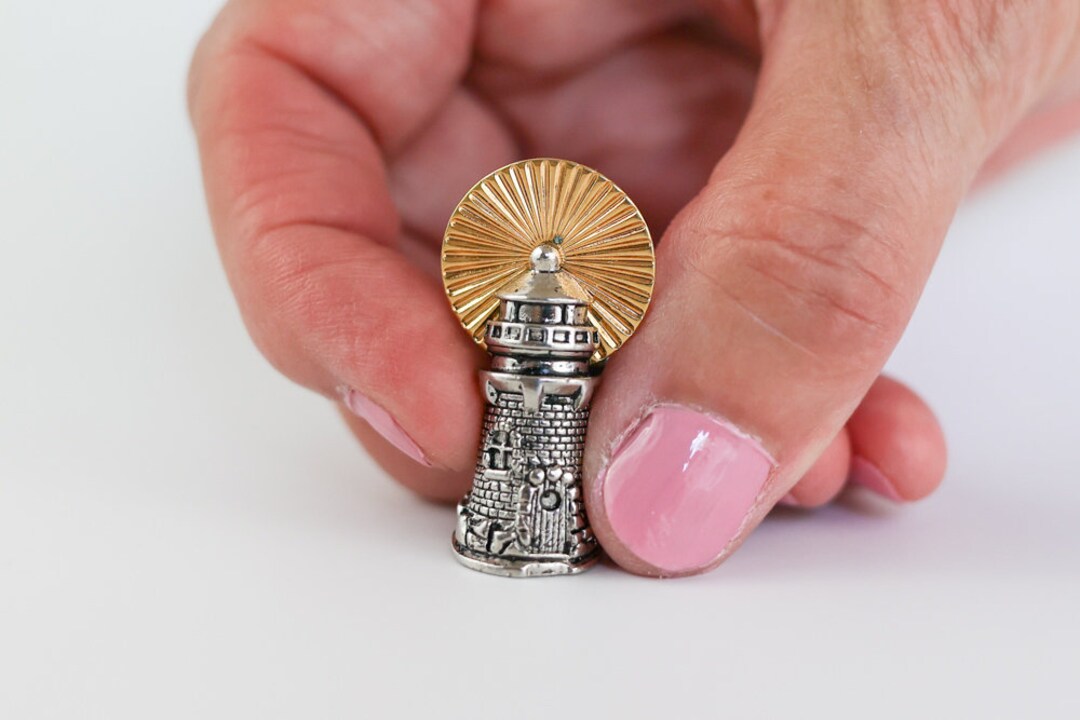 Vintage Avon Lighthouse Gold and Silver Tone Lapel Pin 1998 Era Signed ...