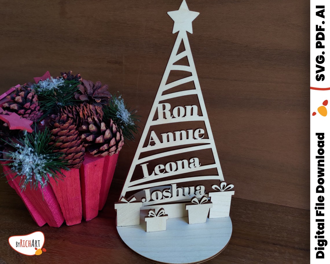 Christmas Tree Names SVG Files for Laser Cutting INSTANT DOWNLOAD - Etsy