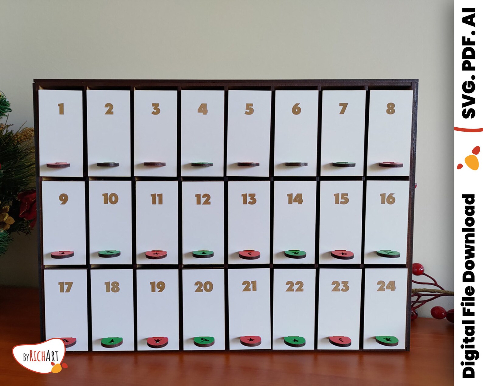 Fancy Advent Calendar With Doors SVG Files for Laser Cutting INSTANT ...