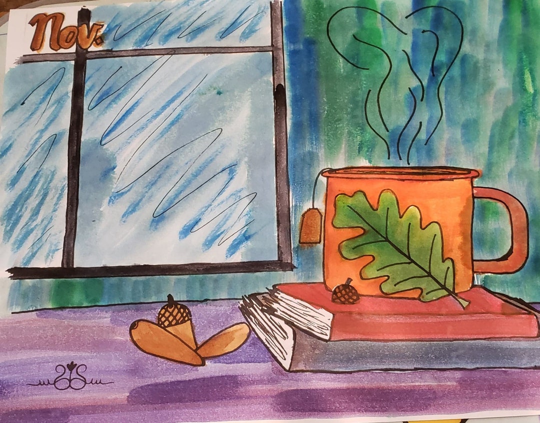 12 Coloring Pages Seasonal Theme, for Adults or Kids. Hand Drawn, for ...