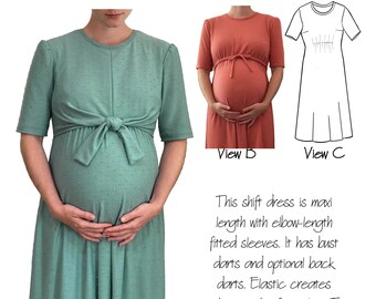 PDF Maternity Holly Shift Dress Sewing Pattern Womens Modest Dress ...