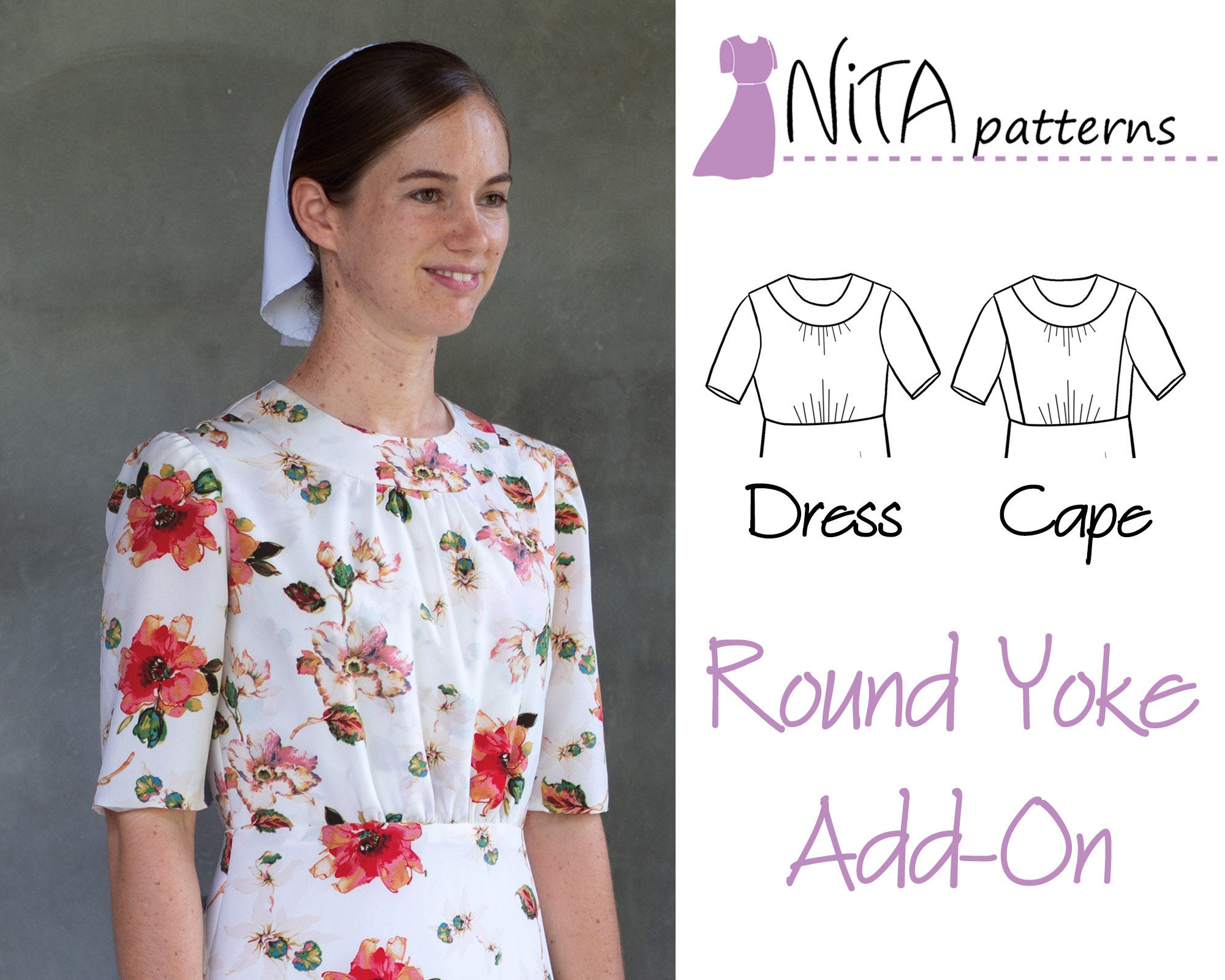 Round Yoke Dress Pattern Add-on | Women's Modest Dress, Cape Dress ...