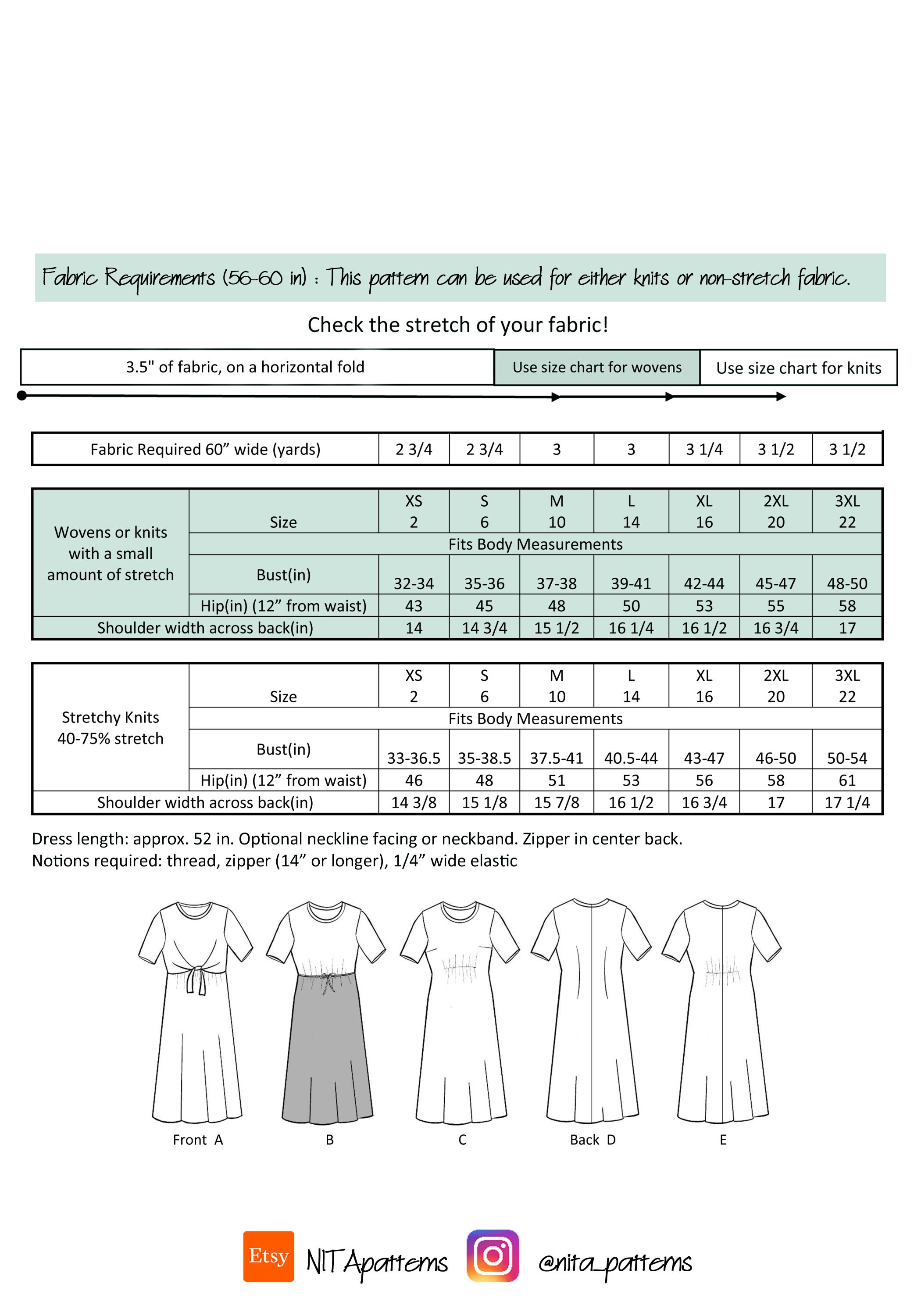 Patron de couture de robe de maternité droite Holly en format PDF ...