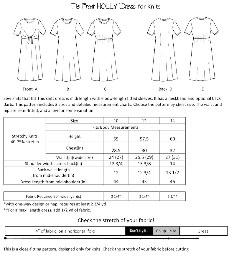 PDF Girls Holly Shift Dress Sewing Pattern| Tie Front Dress Pattern ...
