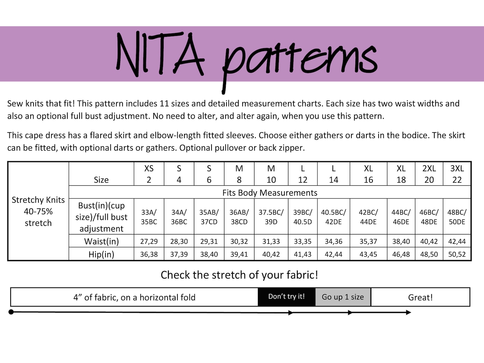 Round Yoke Dress Pattern Add-on Women's Modest Dress, Cape Dress Knit ...