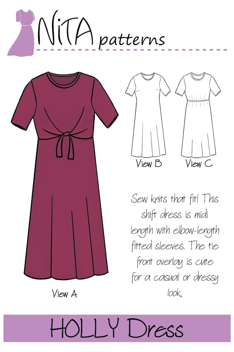 Girls Holly Shift Dress Sewing Pattern| Tie Front Dress Pattern ...