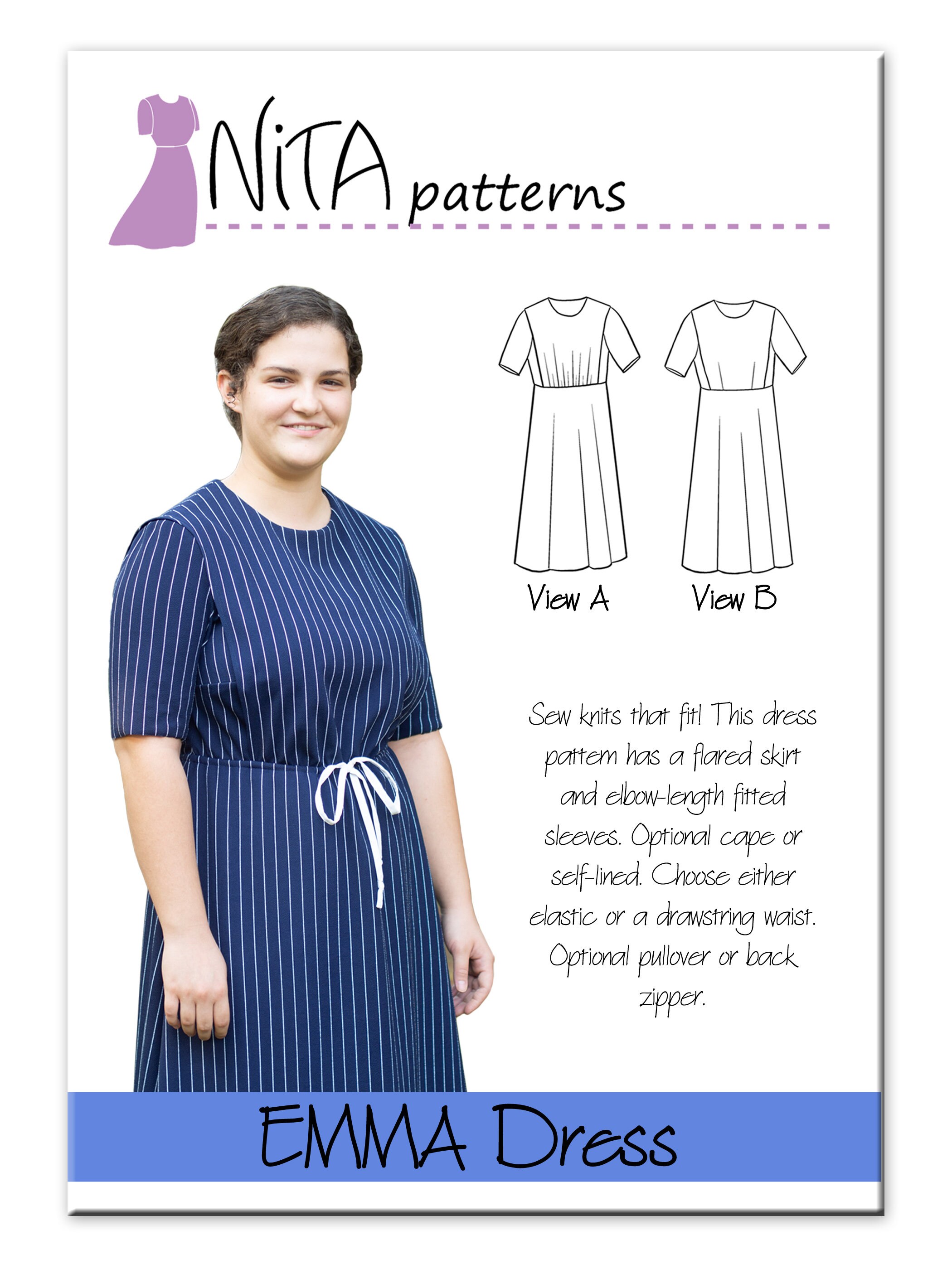 PDF Emma Drawstring Waist Dress Pattern | Bonus Puff Sleeve| Women's ...