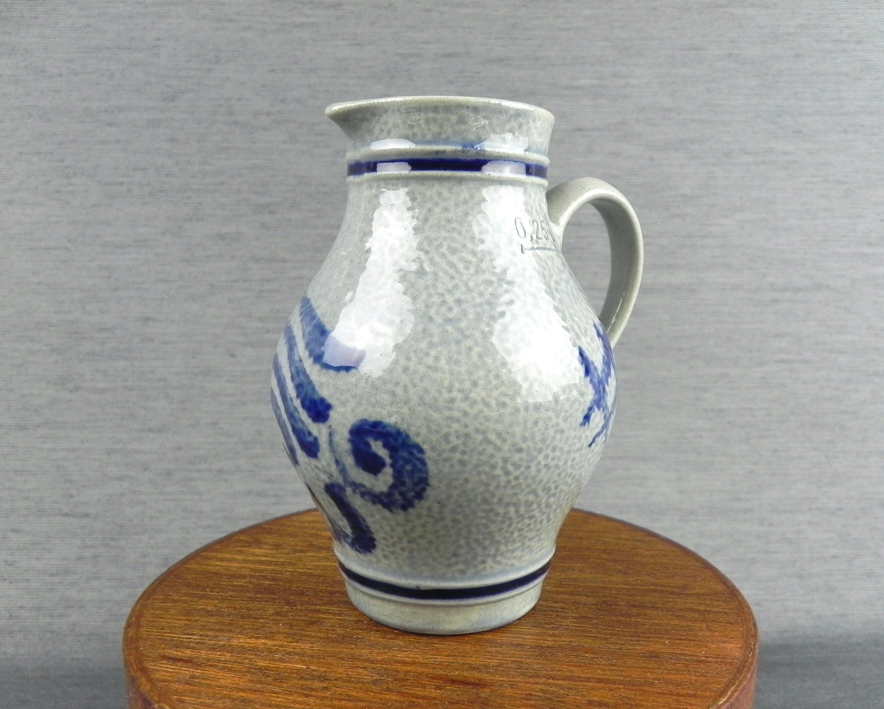 Vintage Gerzit Staffel Salt Glaze Jug: Cobalt Blue Stoneware Pottery - Etsy
