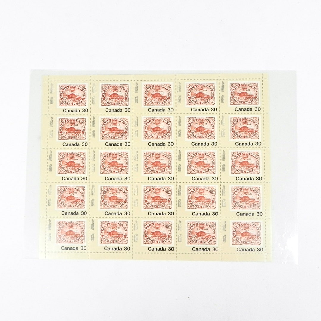 Canada 30 Cent Beaver Stamp Pane: 1982 Philatelic Exhibition, Unhinged ...
