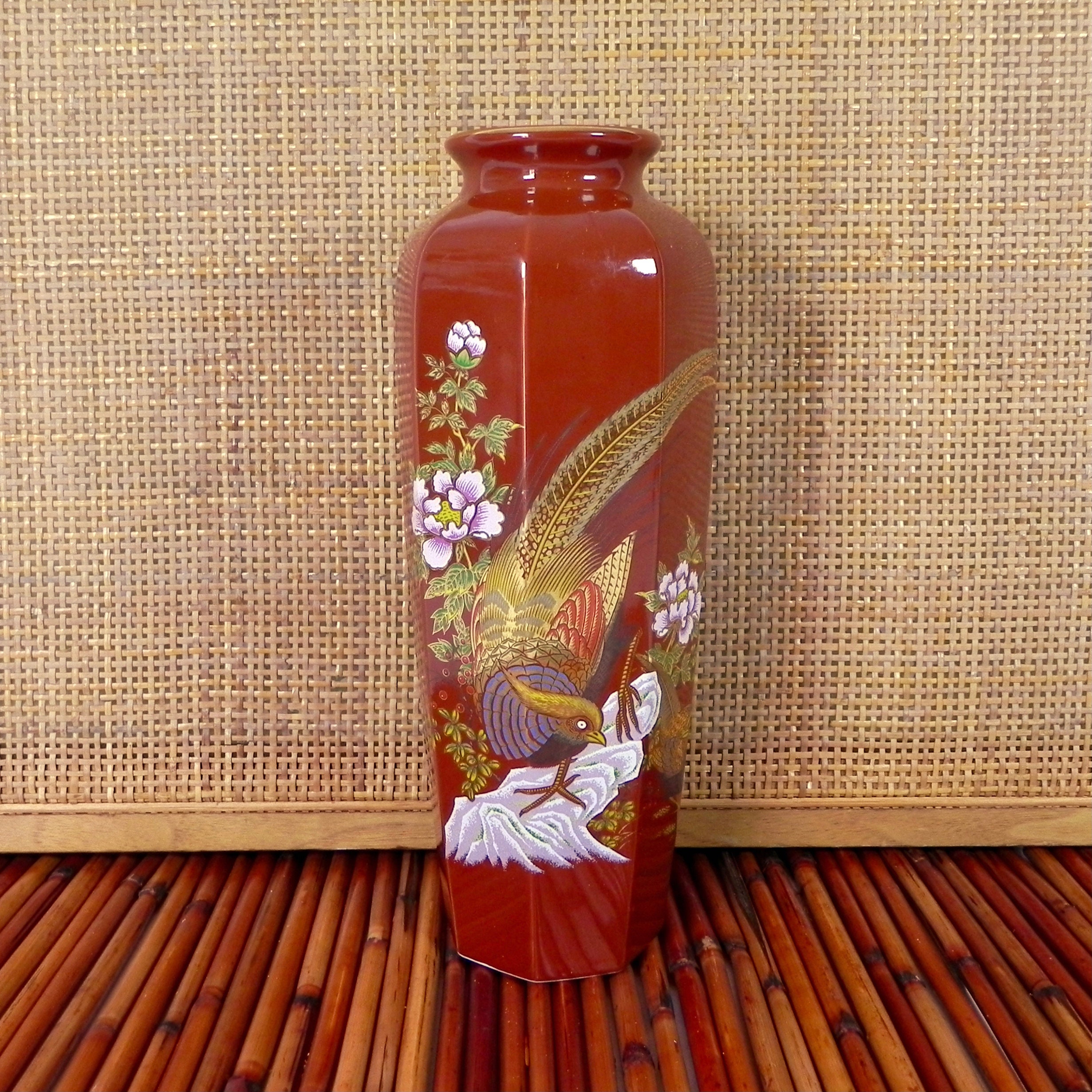 Japanese Gold Pheasant Vase Asian Decor Tall Long Stem Flower Vase - Etsy
