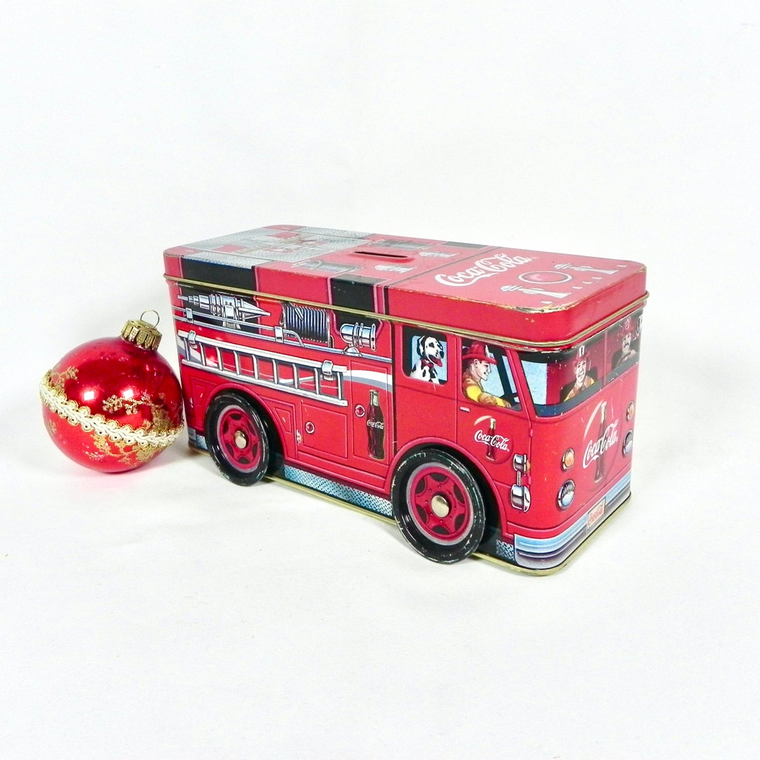 Coca-cola Fire Truck Tin Bank Coke Souvenir Coca-cola Tin Box on Wheels ...