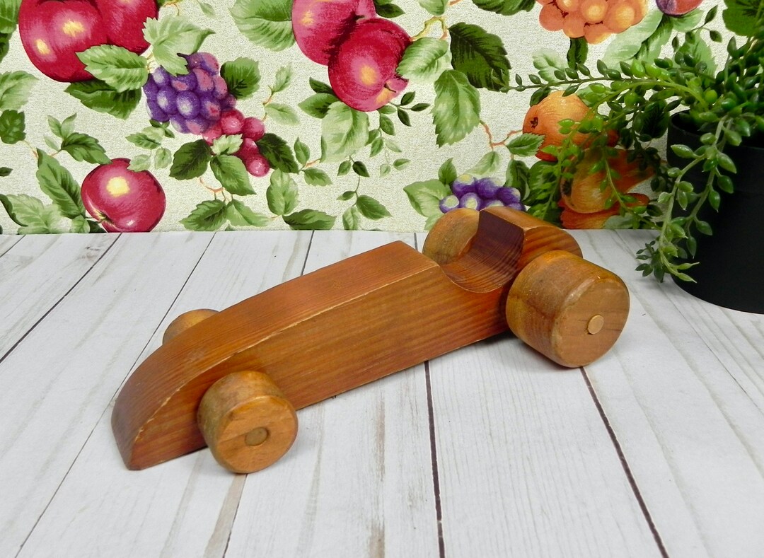 Wooden Rolling Car | Solid Wood Push Toy | Handmade Wooden Vehicle - Etsy