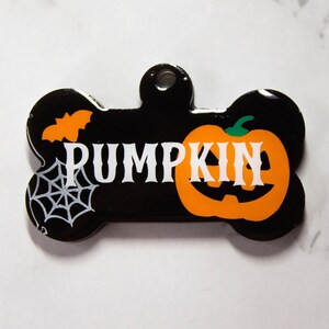 Halloween Spooky Pumpkin Ghost Spider Bat Dog Tag - Name Plate - Dog ...