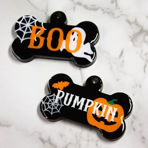 Halloween Spooky Pumpkin Ghost Spider Bat Dog Tag - Name Plate - Dog ...