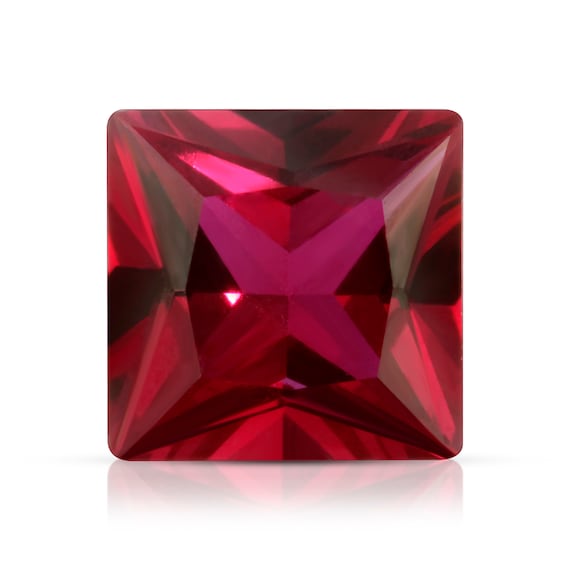 Square princess Lab Grown Ruby | Etsy