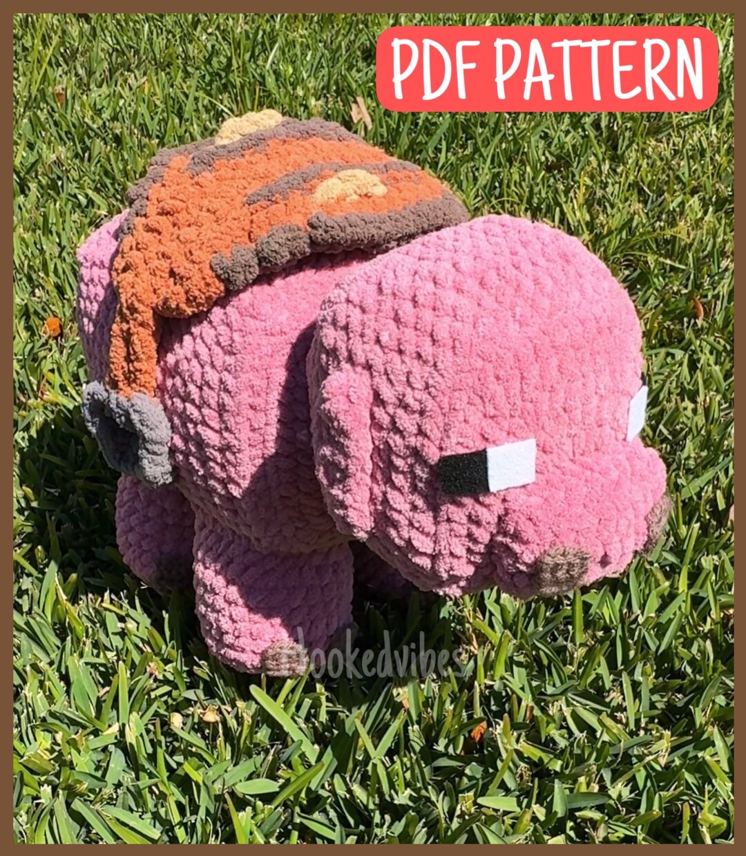 Crochet Minecraft Pig With Saddle Pattern PDF | Video Game Pig Digital ...
