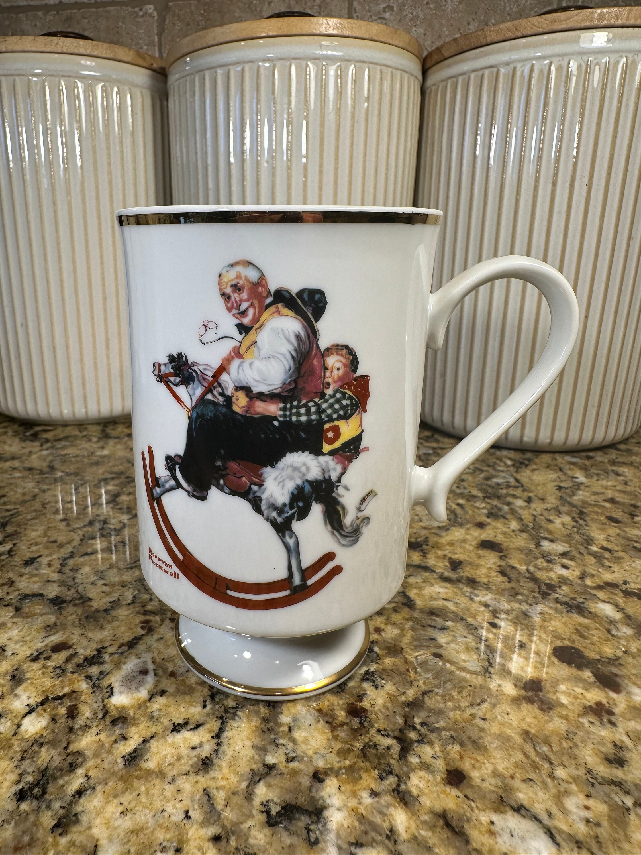 Norman Rockwell "gramps at the Reins" Grandpa Mug. Grandchild Mug ...