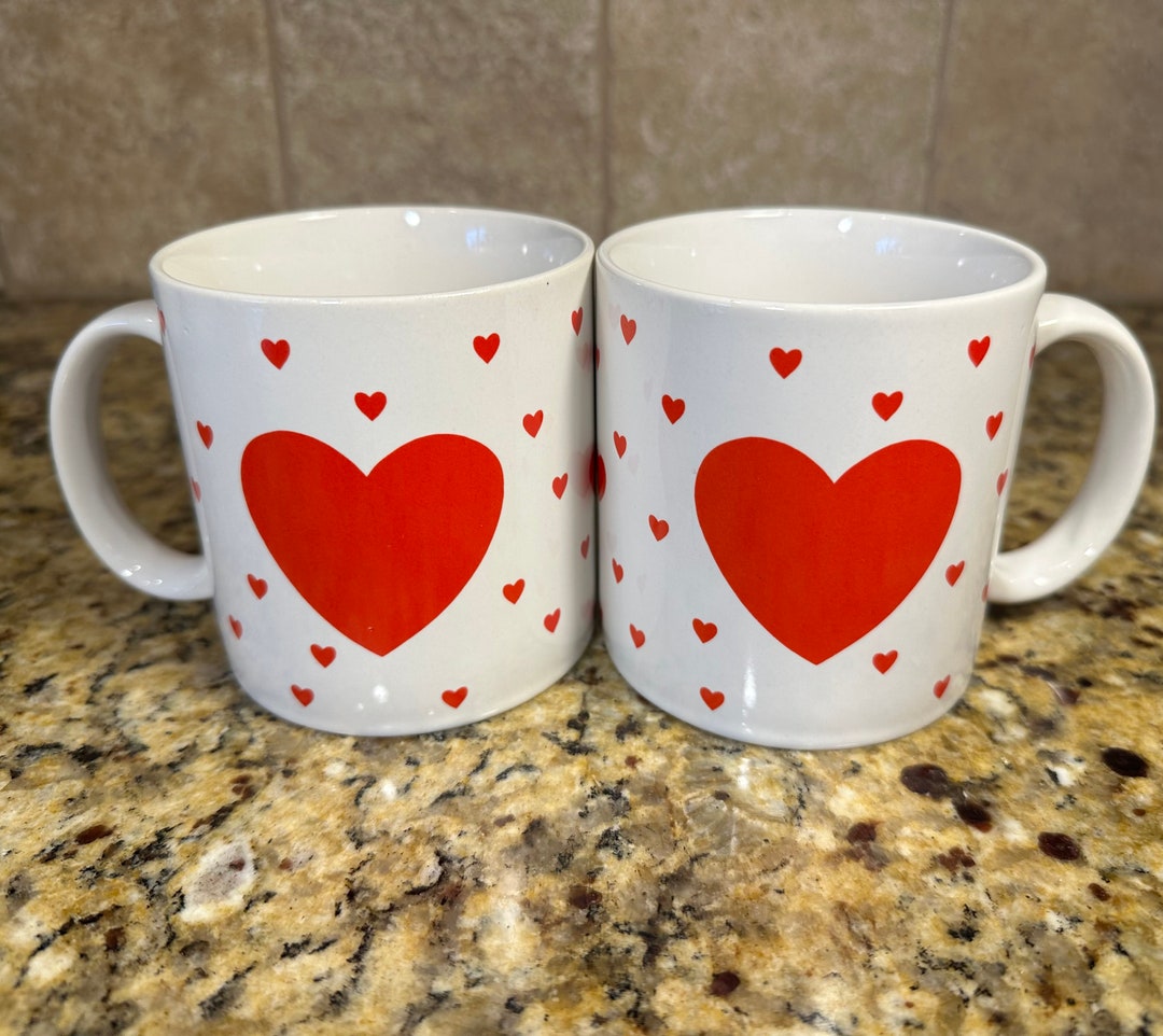 Lillian Vernon Heart Mugs Set of 2 1987 Vintage Valentine Love Mugs - Etsy