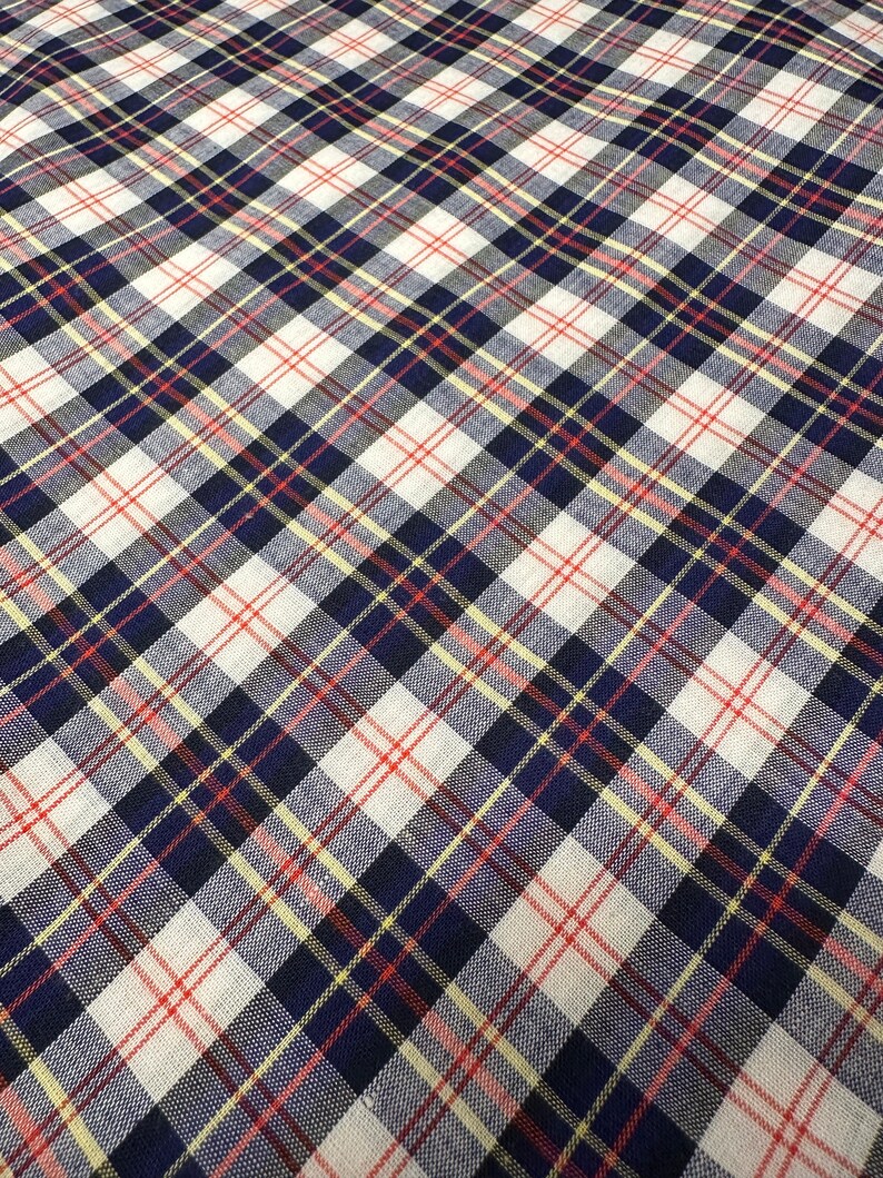 White Blue Red With Yellow Plaid Fabric 2+ Yards - Etsy