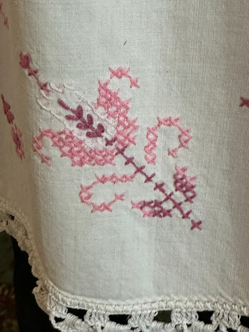 Handmade Repurposed Fabric! Cute White and Pink Apron With Cross ...