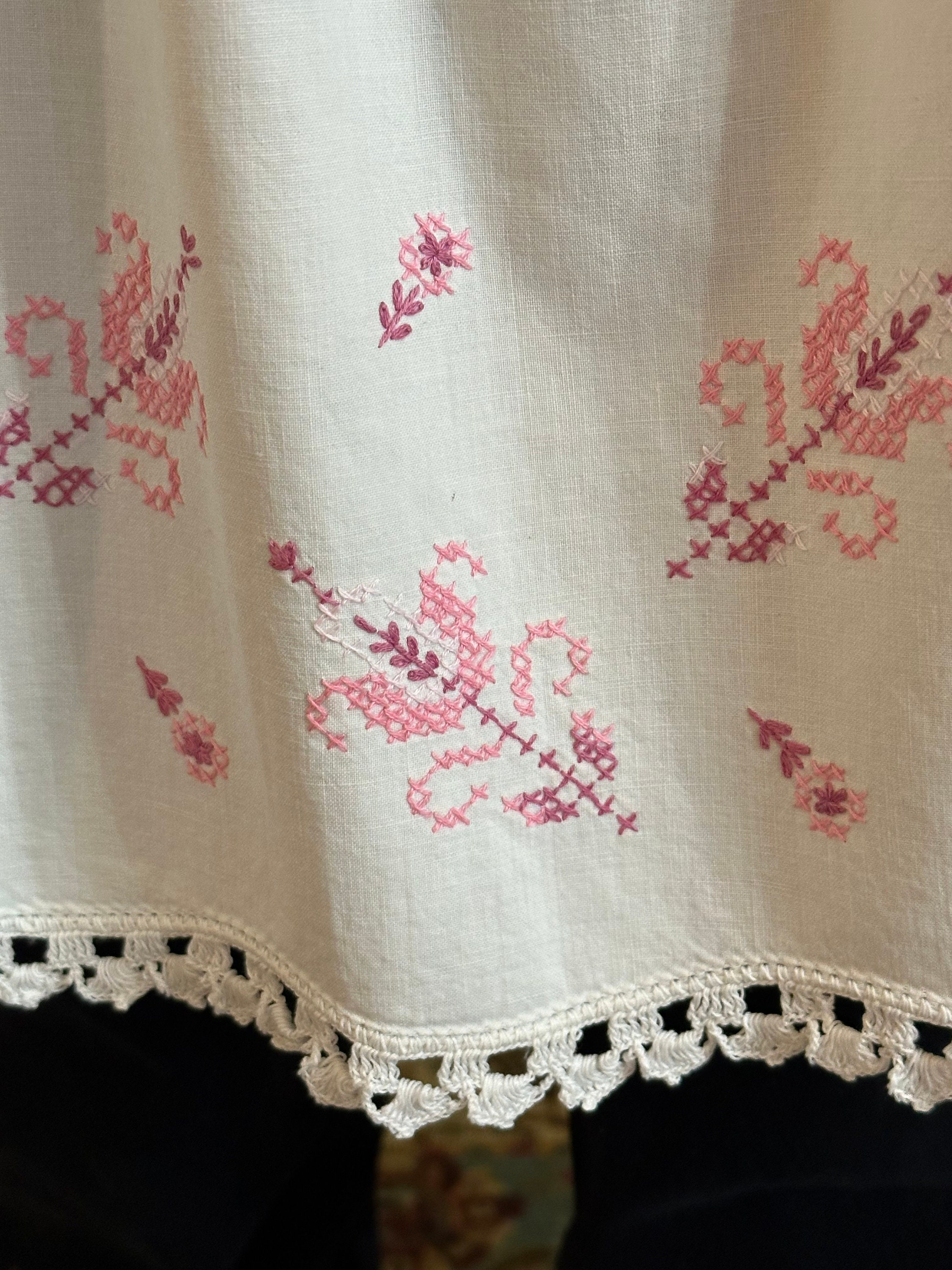 Handmade Repurposed Fabric! Cute White and Pink Apron With Cross ...