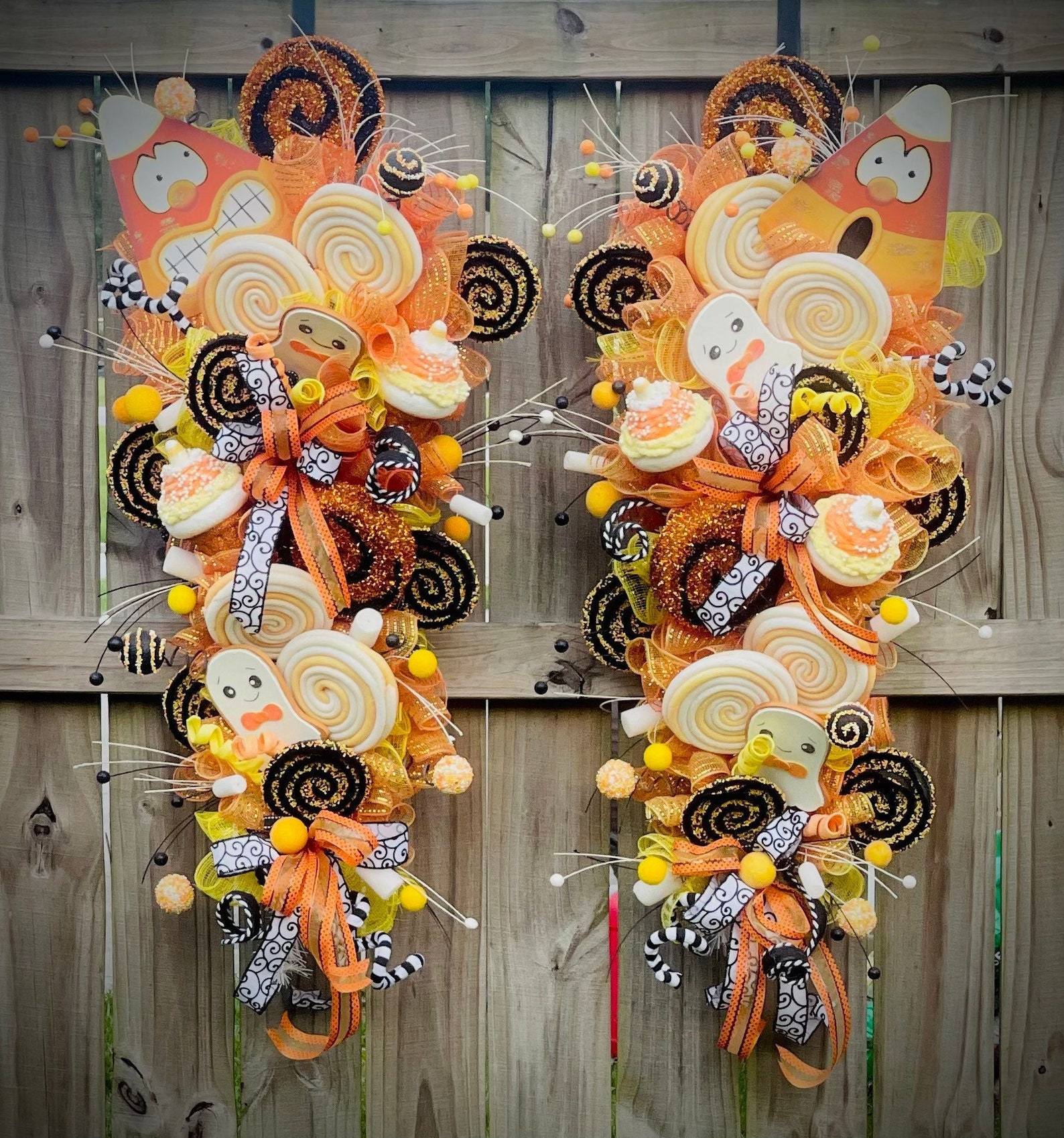 Halloween Swag, Halloween Wreath, Candy Corn Swag, Candy Corn Wreath ...