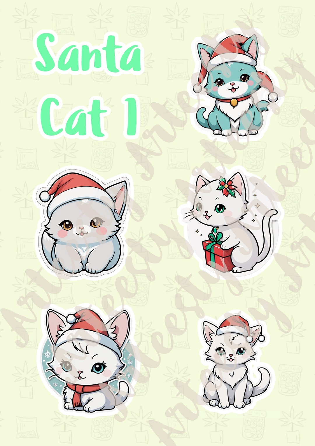 15 Cat Christmas Sticker Pack, Christmas Cat PNG, Christmas Cats Clip ...