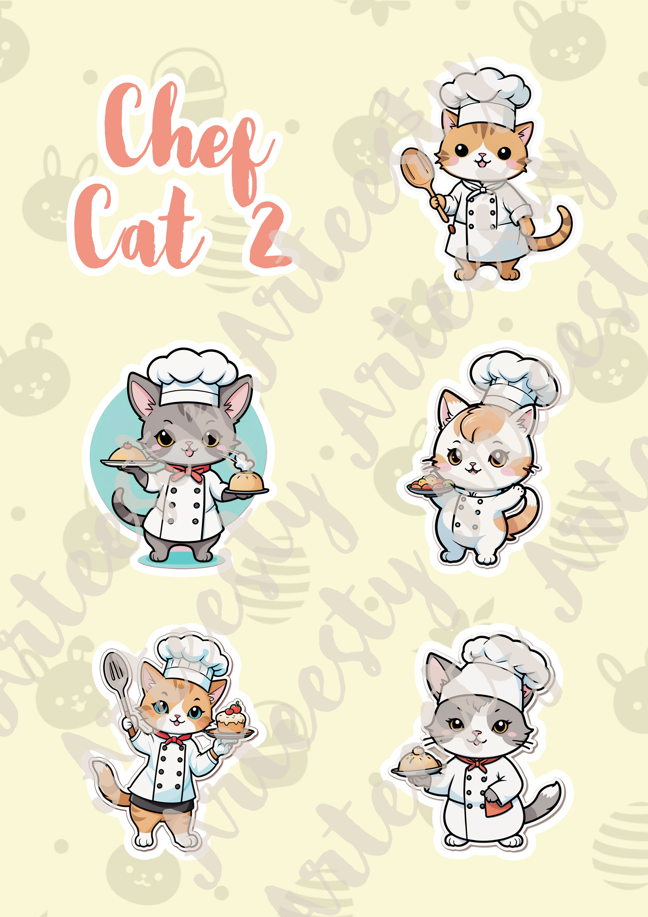15 Chef Cat Clip Art, Cat Lovers Gift, Kitty Cute PNG, Cute Cat Sticker ...