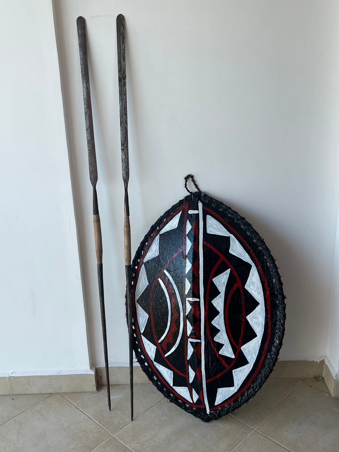 Genuine Maasai Shield With and Two Maasai Spears - Etsy