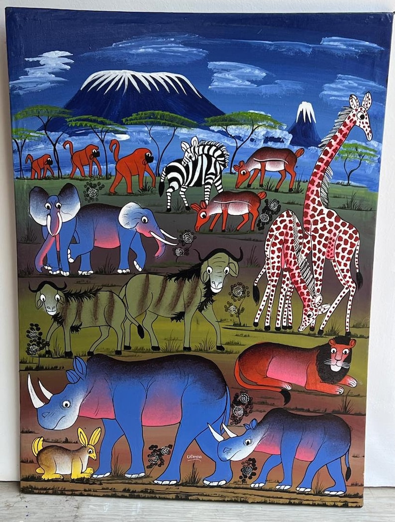 Africa's Tinga Tinga Animals Painting,fine Art Wall Decor - Etsy