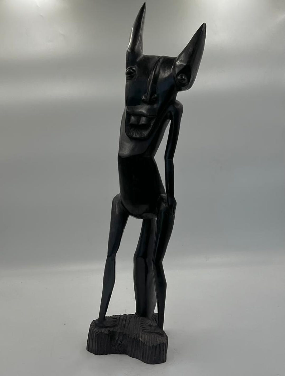 Rare Wooden African Shetani Spirit Sculpture With Devil Ears, Fine Art ...