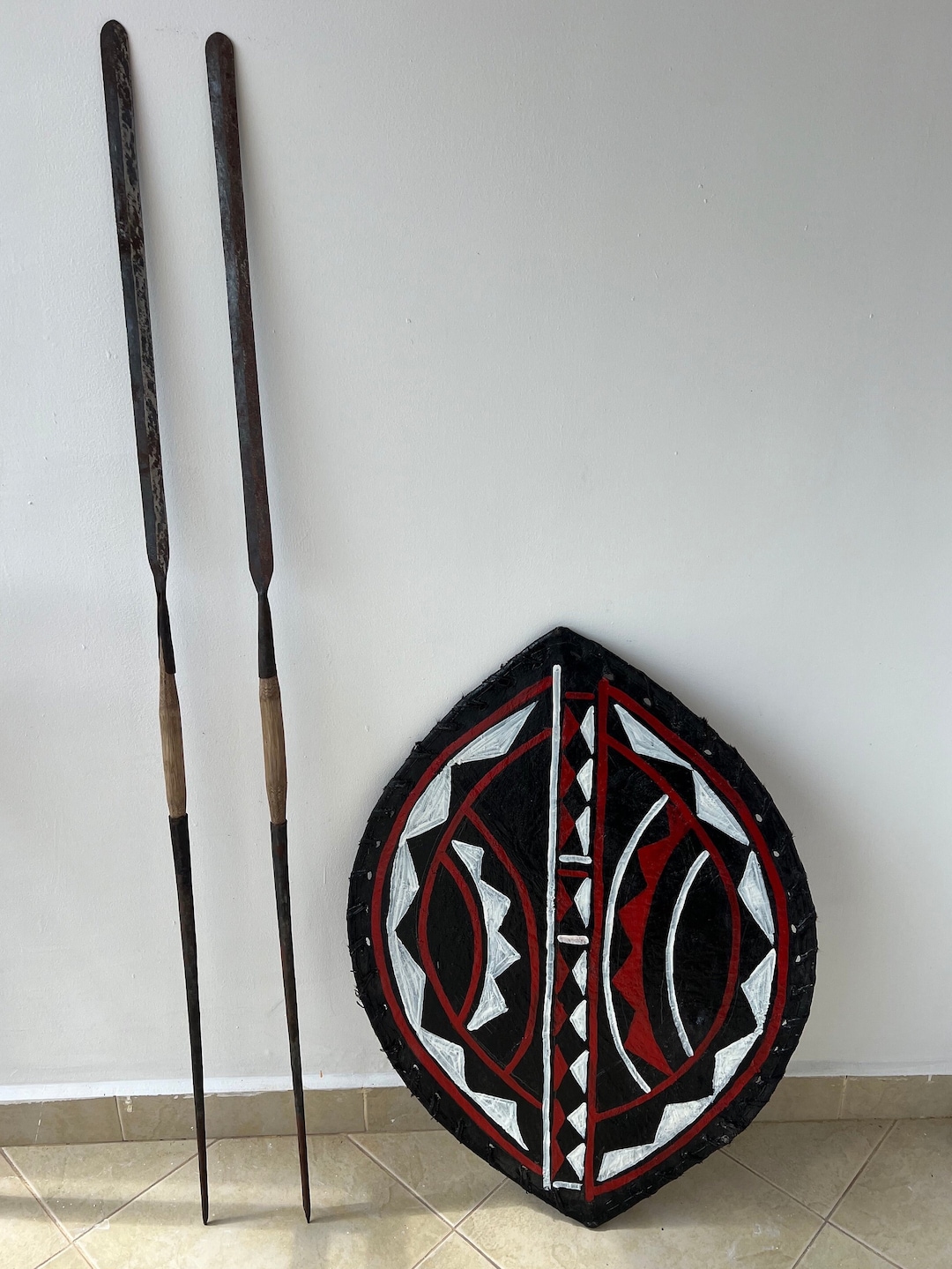 Authentic Maasai Shield With and Two Maasai Spears - Etsy
