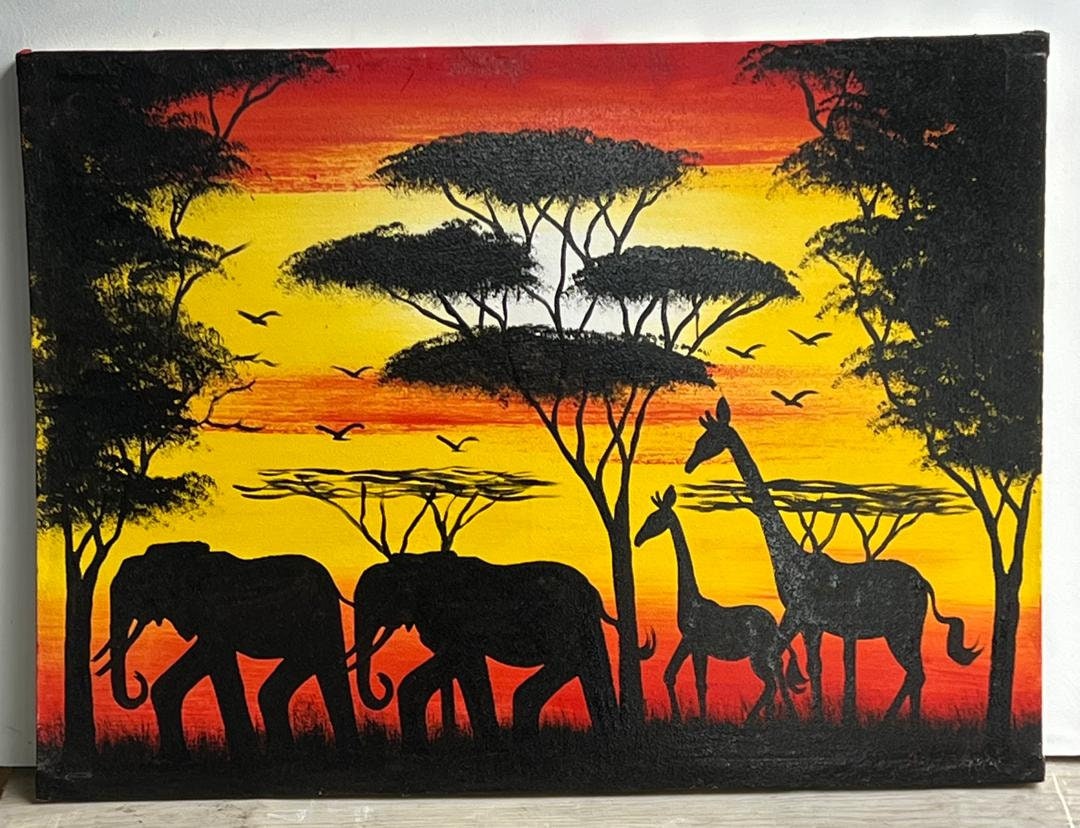 African Savannah Sunset Safari Painting, Fine Art Wall Decor - Etsy