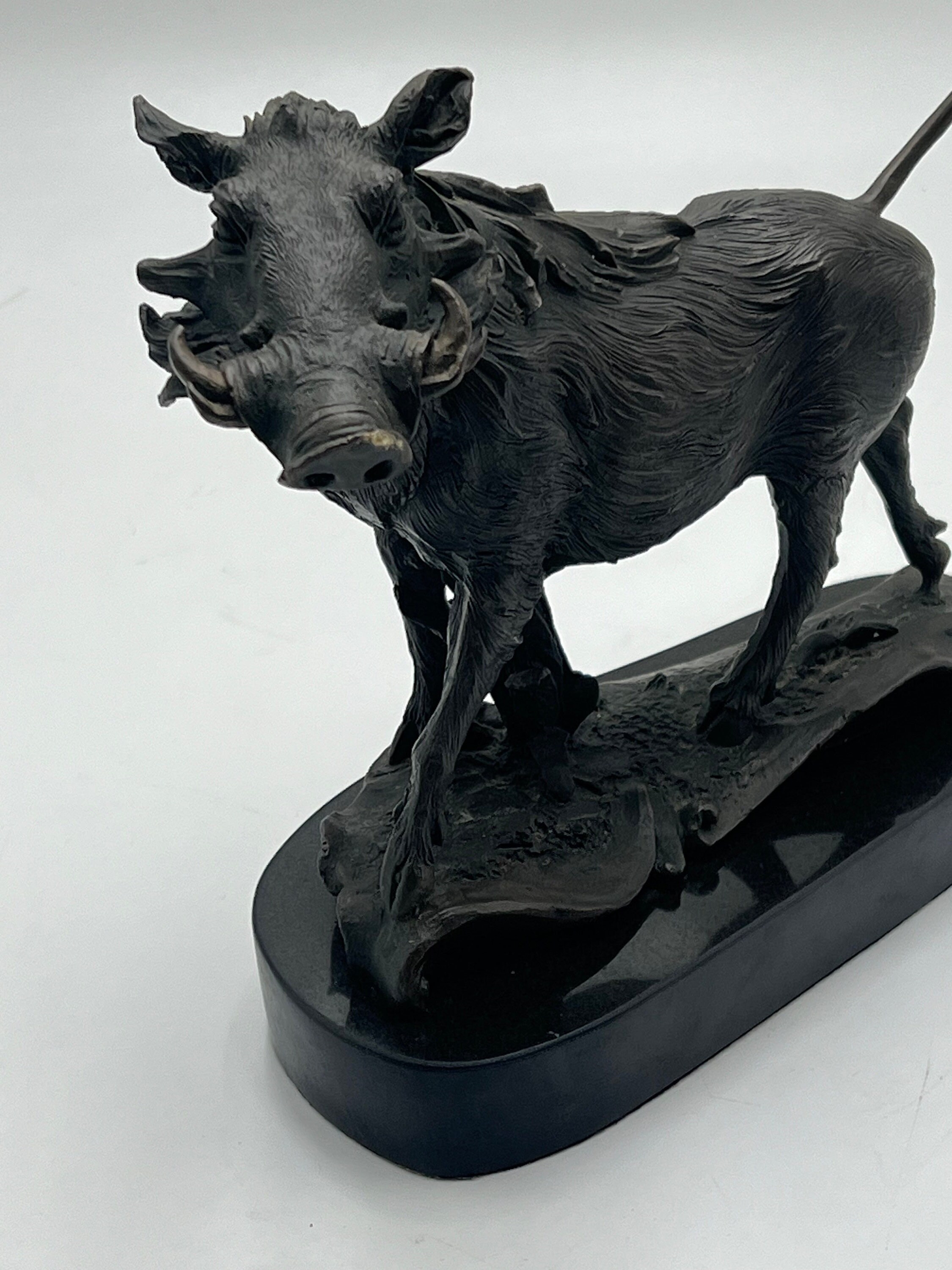 Stunning Antique Style Wild Boar Jumping in Bronze and Marble Art Deco ...