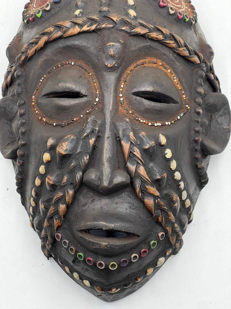 African Hand Carved Rare Wooden Kuba Tribal Mask, Fine Art - Etsy