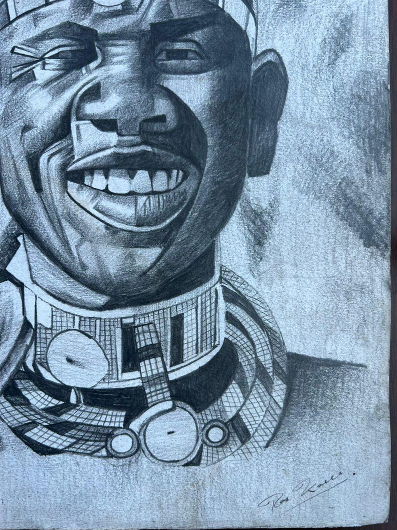 African Fine Art, Black and White Maasai Worrior Pencil Drawing - Etsy