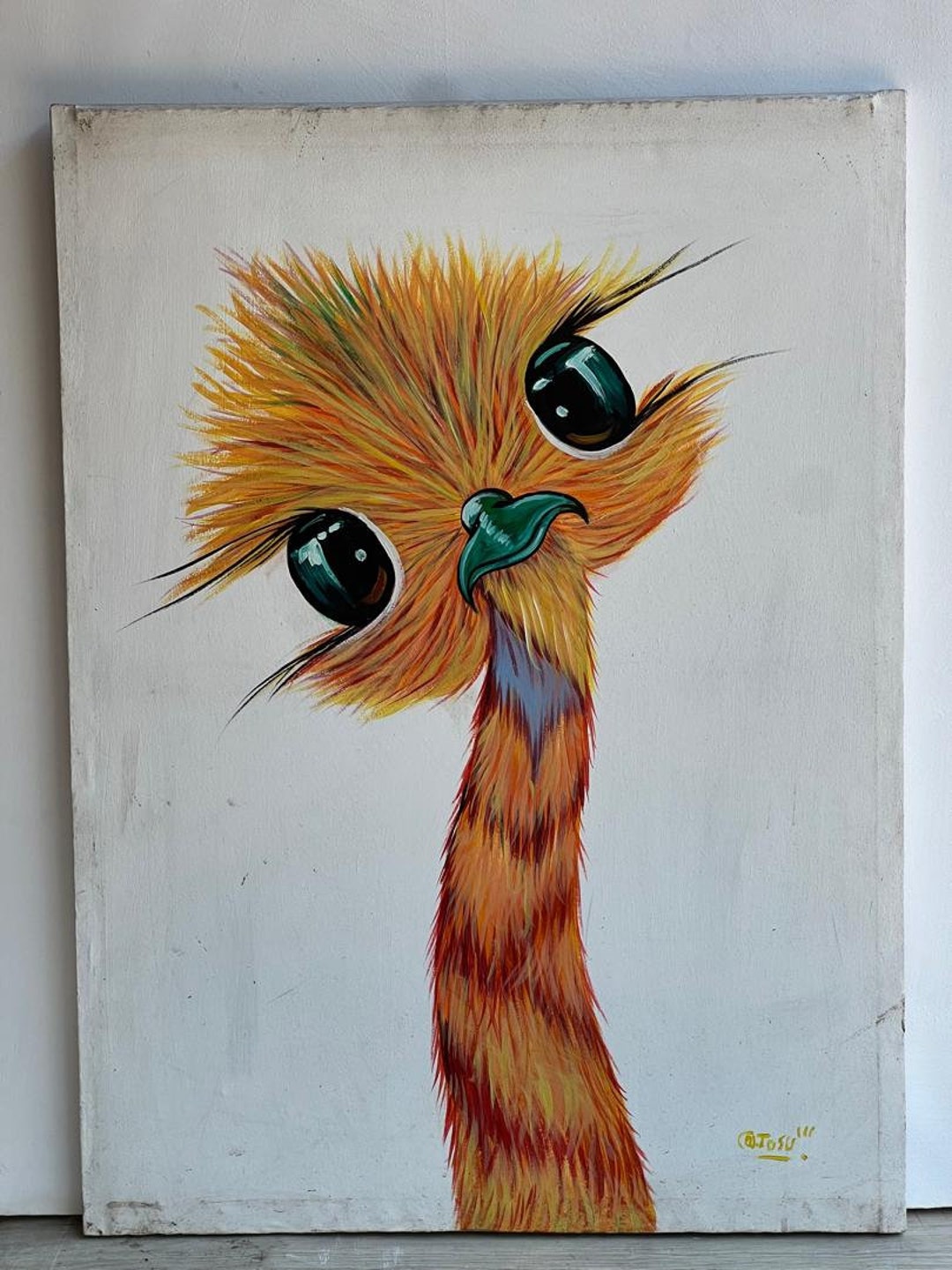 Colourful African Ostrich Painting Oil on Canvas,fine Art Wall Decor - Etsy