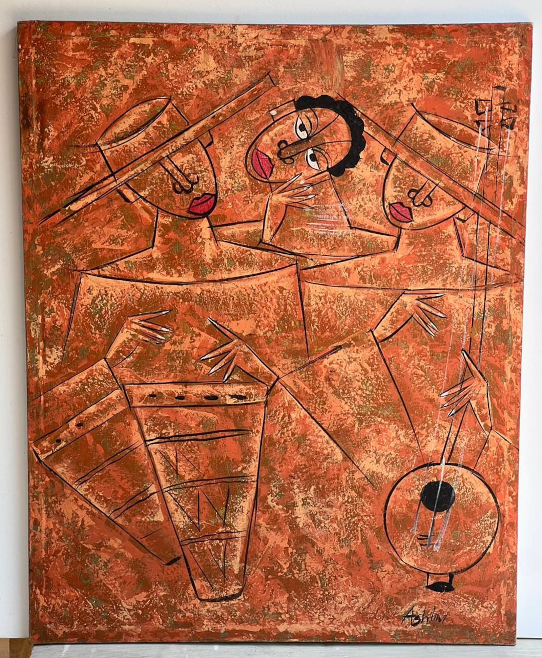 Modern Abstract Surreal Faces, People Playing Music Instruments ...