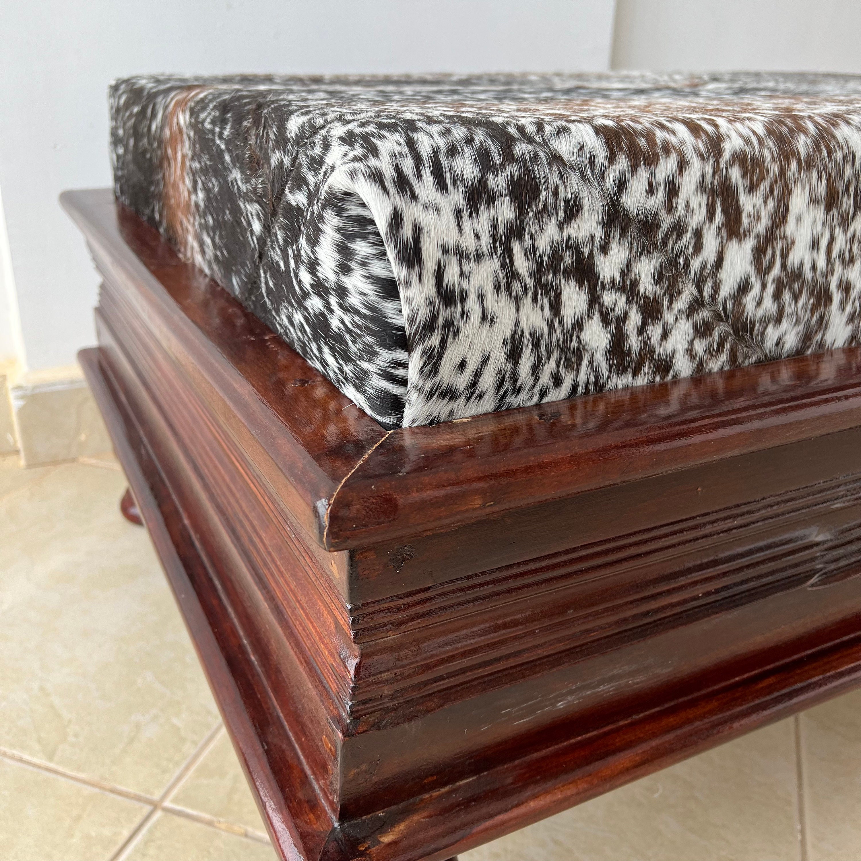 OTTOMAN TABLE, COWHIDE Furniture, Cocktail Table, Cowhide Home Décor ...