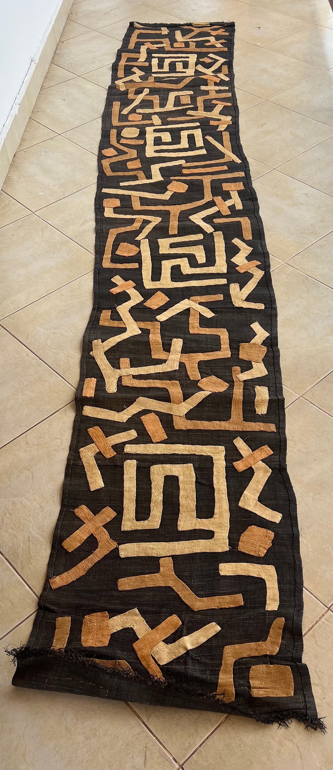 11.25ft African Kuba Raffia Cloth Fabric, Natural Woven Handmade - Etsy
