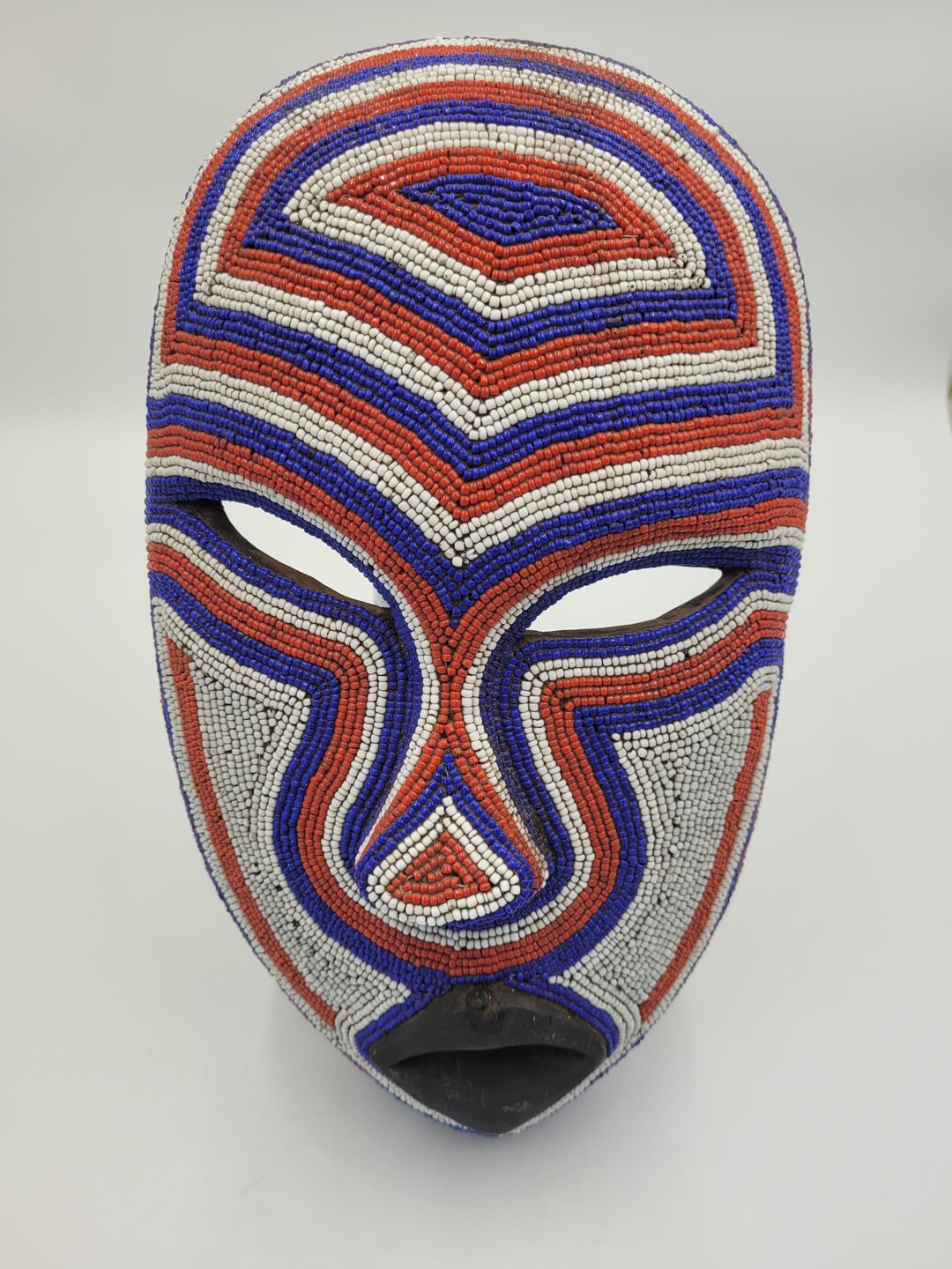 African Artwork, Hand Carved Beaded Luba Traditional Mask - Etsy