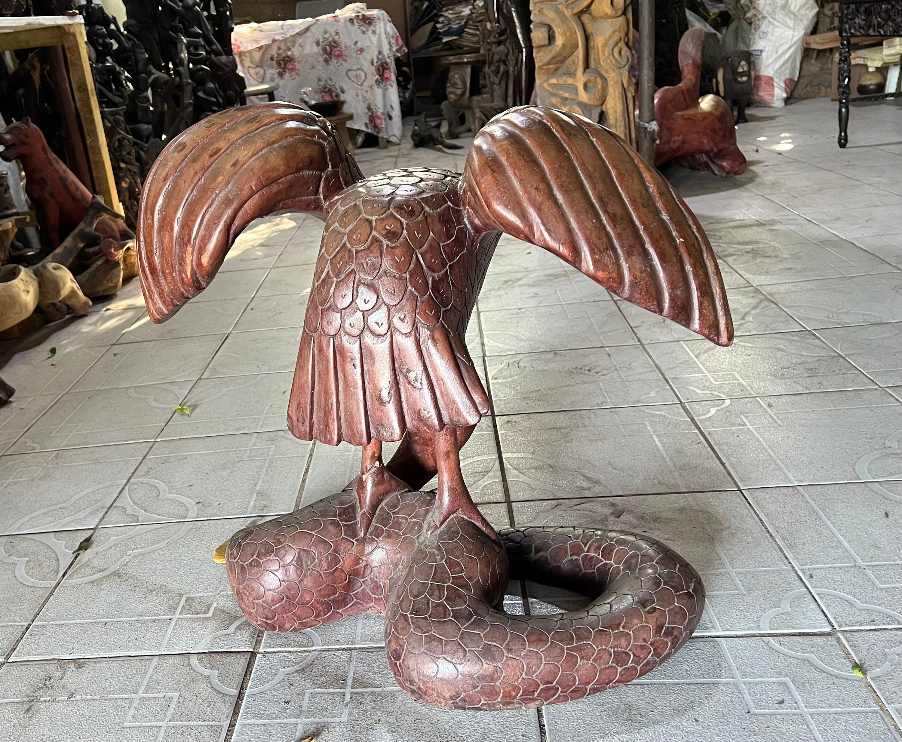 Regal Eagle, WOOD EAGLE STATUE, Dark Wood Birds, Carved Wood Art, Hand ...