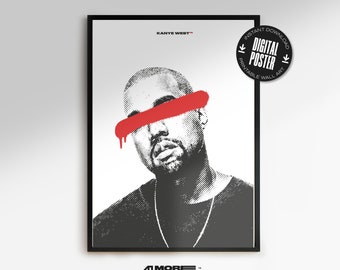 KANYE WEST Digital Rap Wall Decor Poster, Hiphop Music Poster ...