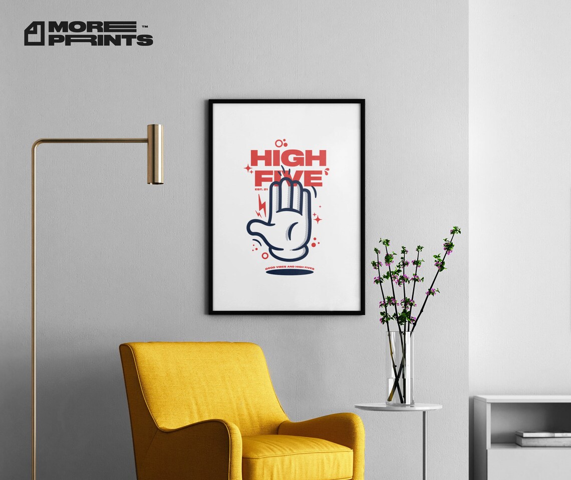 High Five Digital Poster / Doodle Poster / Graffiti Wall Decor ...
