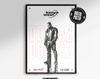 KANYE WEST Digital Rap Wall Decor Poster, Hiphop Music Poster ...